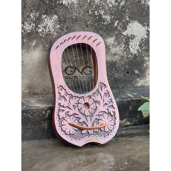 Rosewood Flower Lyre 10 Strings Harp Lyre Design Premium Quality Lyre ...