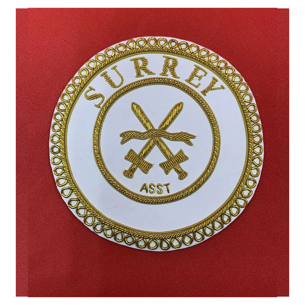 Masonic Apron Badge Surrey Hand Embroidered With Bullion And Wire Maso ...